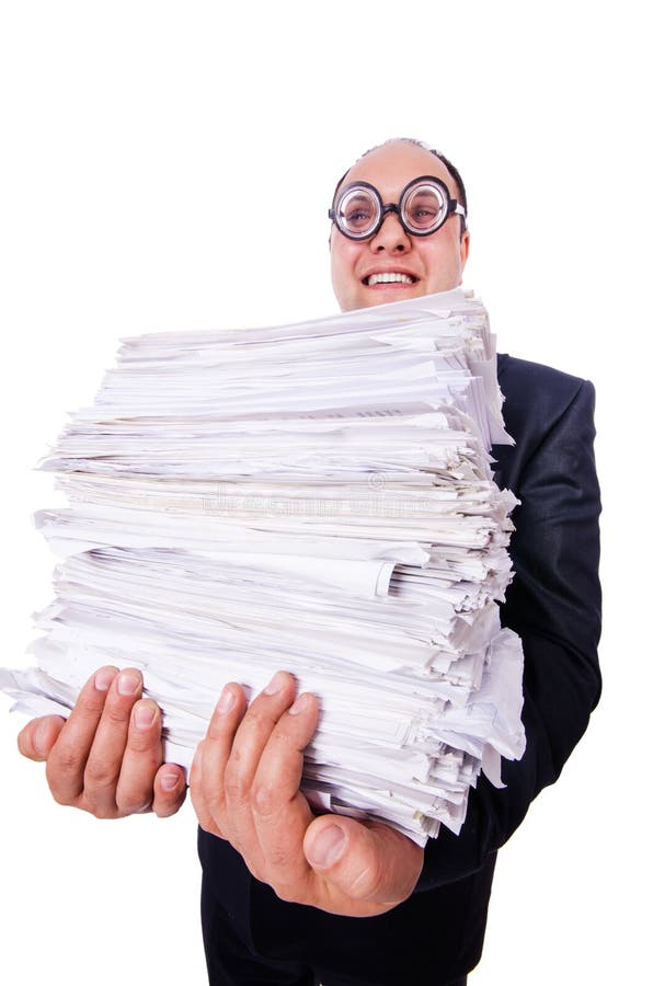 Funny Man with Lots of Folders Stock Photo - Image of adult, corporate ...