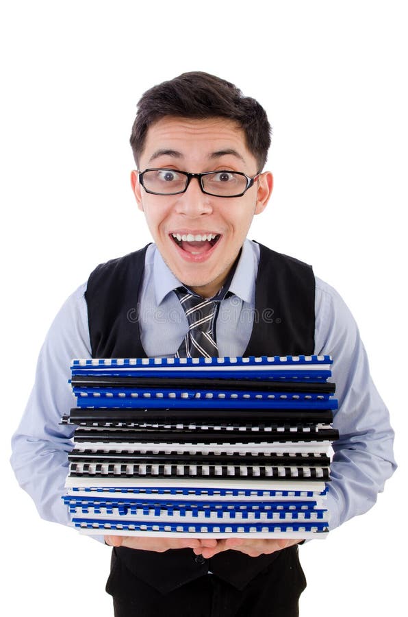 Funny Man with Lots of Folders Stock Photo - Image of folders, clutter ...