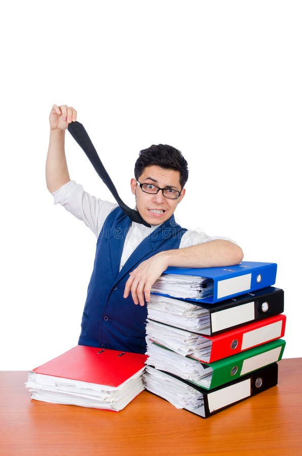 Funny Man with Lots of Folders Stock Photo - Image of clutter, holding ...