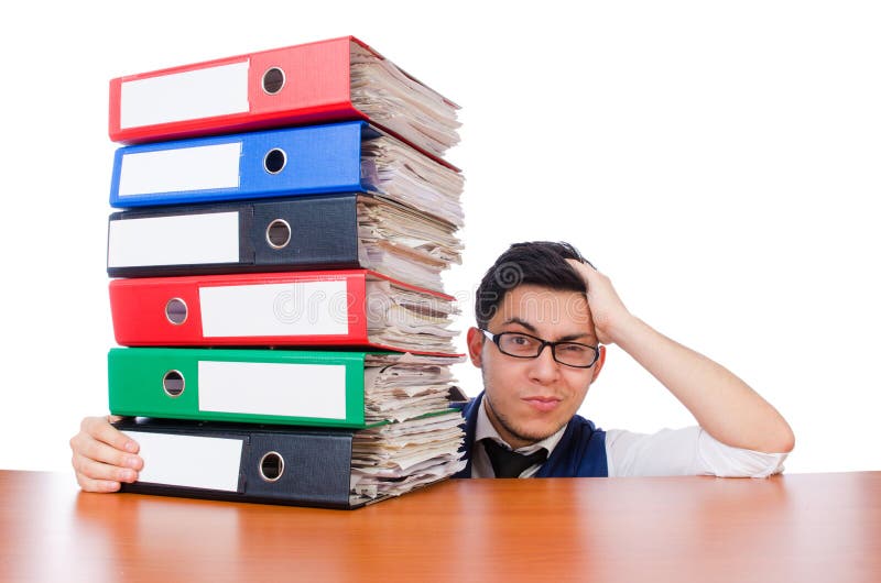 Funny Man with Lots of Folders Stock Image - Image of busy, lots: 40680025