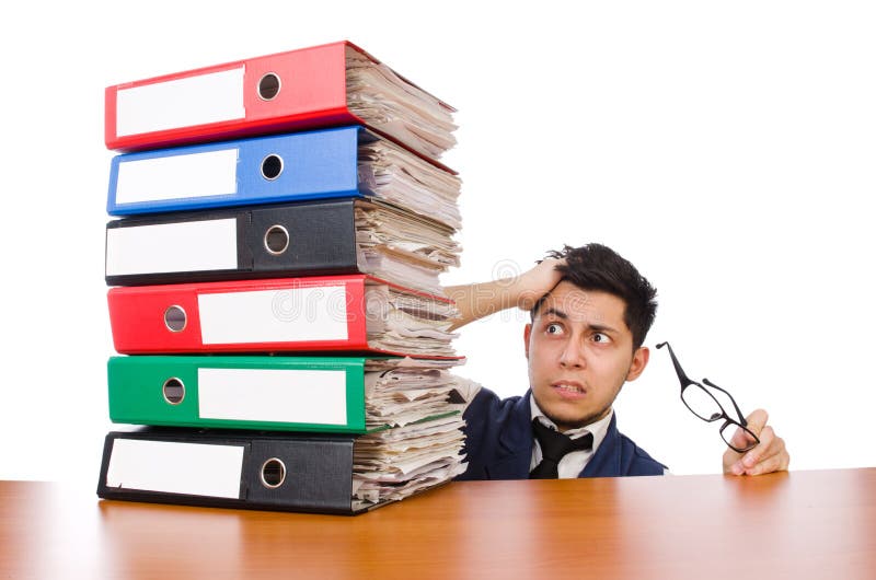 Funny Man With Lots Of Folders Stock Image Image Of File Caucasian