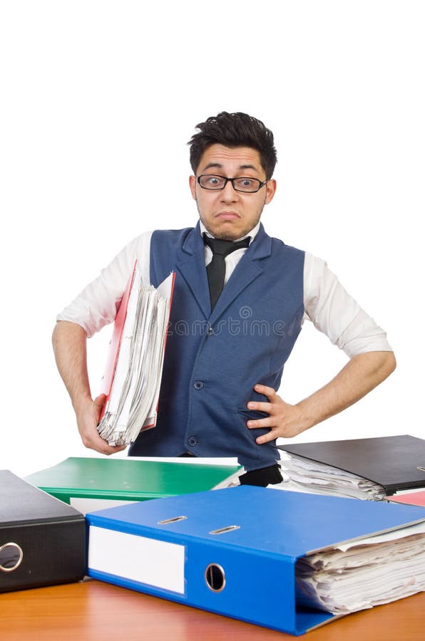 Funny Man With Lots Of Folders Stock Image Image Of Mess Career