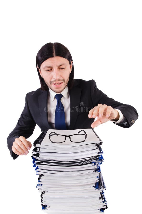 Funny Man with Lots of Papers Stock Photo - Image of busy, humorous ...
