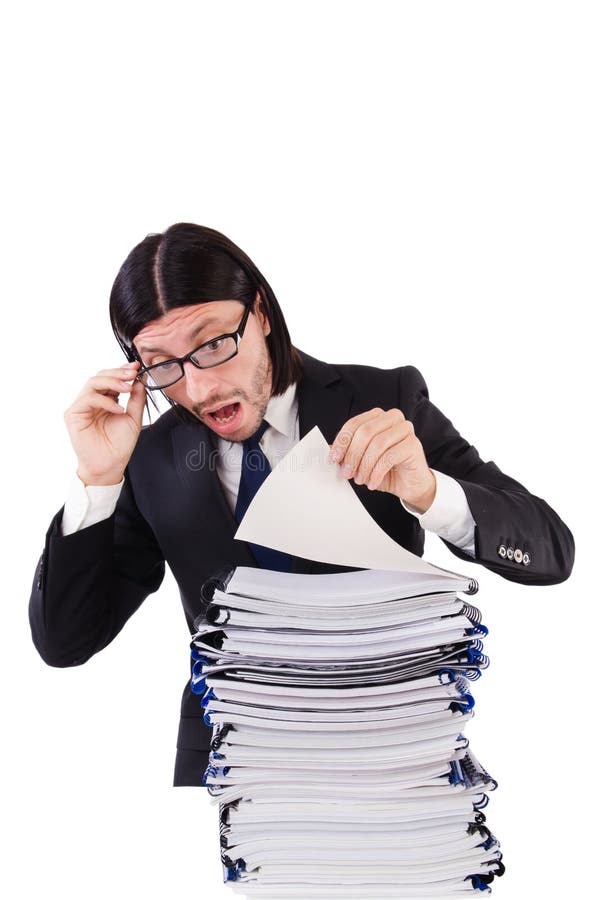 Funny Man with Lots of Papers Stock Image - Image of humourous, holding ...