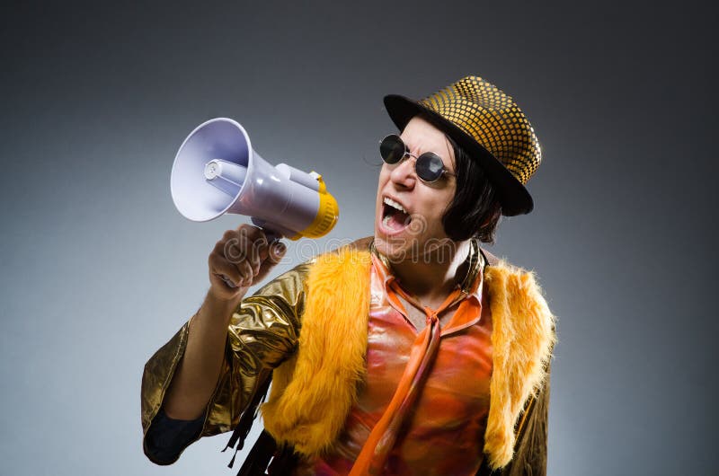 The Funny Man with the Loudspeaker Stock Image - Image of noise ...