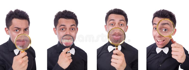 Funny Man with Magnifying Glass Stock Photo - Image of humorous ... Funny Man with Magnifying Glass Stock Photo - Image of humorous ...
