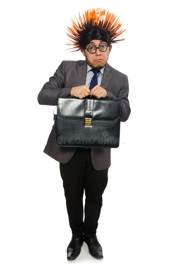 Funny Man with Mohawk Hairstyle Stock Photo - Image of comic, briefcase ...