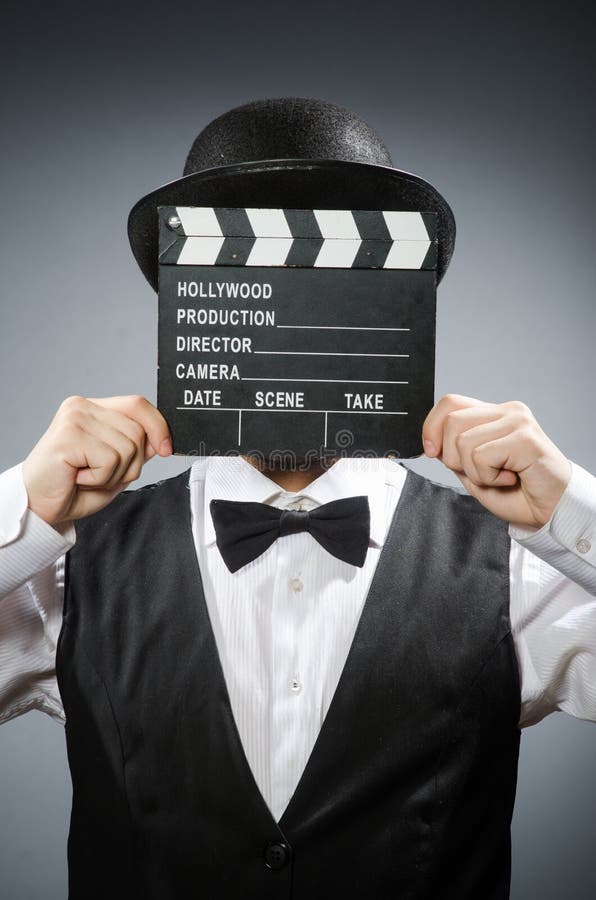 Funny Man with Movie Clapper Stock Image - Image of entertainment ...