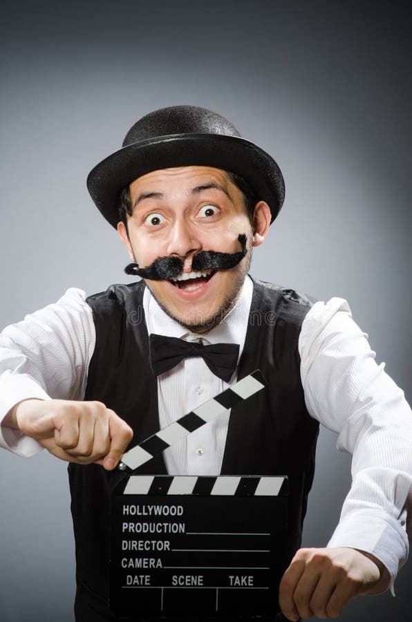 Funny Man with Movie Clapper Stock Photo - Image of director ...