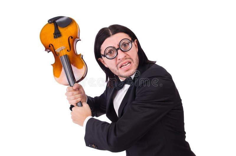 Funny Man with Music Instrument Stock Photo - Image of music, adult ...