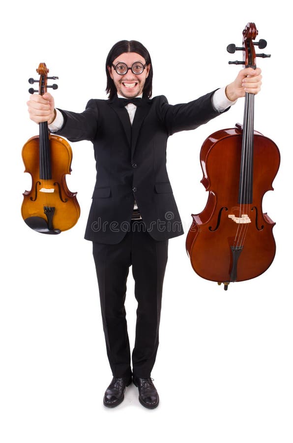 Funny Man with Music Instrument Stock Image - Image of musical, nerd ...