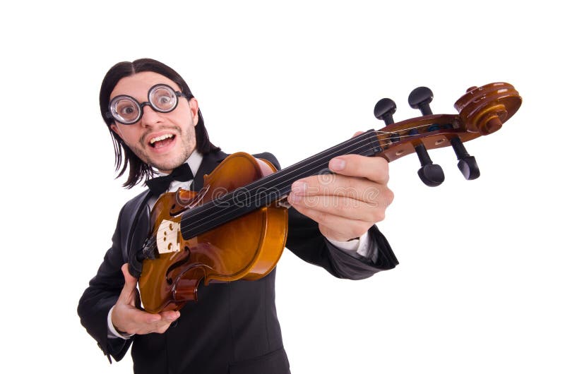 Funny Man with Music Instrument Stock Photo - Image of cellist, male ...