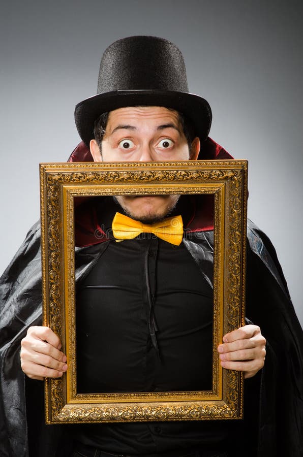 The Funny Man with Picture Frame Stock Photo - Image of performing ...