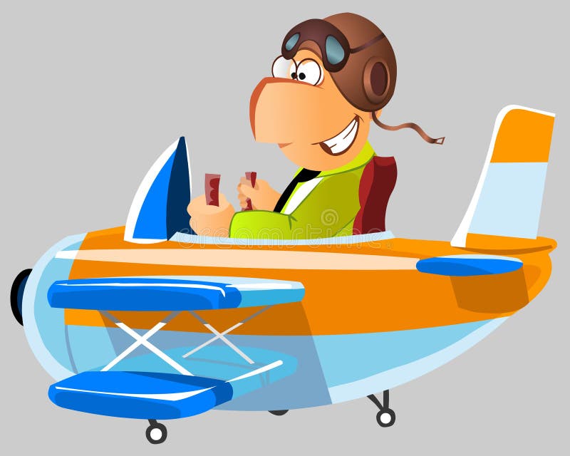 Funny man in a plane stock illustration. Illustration of professional ...