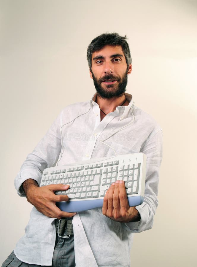 Funny Man Playing Keyboard stock photo. Image of business - 11294928