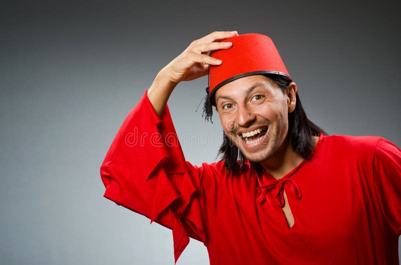 Funny Man in Red Dress Wearing Stock Photo - Image of ethnic, east ...