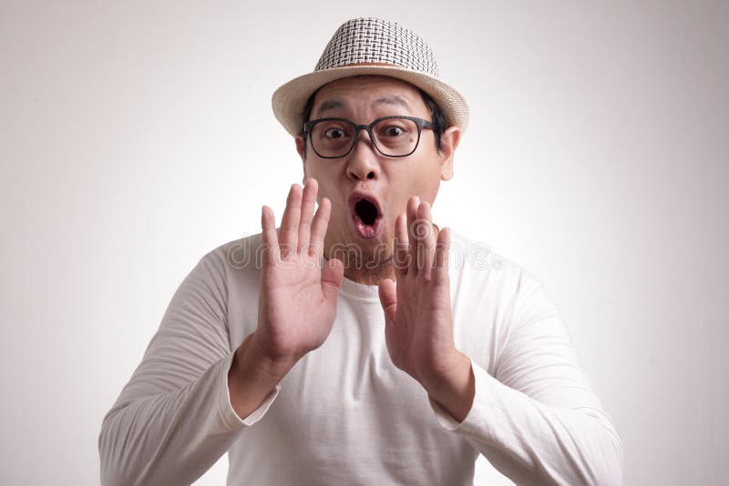 Funny Man Shouting and Yelling Stock Image - Image of thai ...