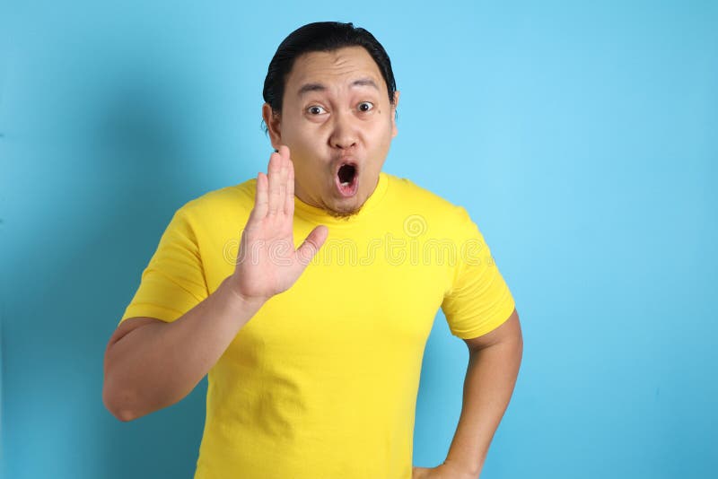 Funny Man Shouting and Yelling Stock Image - Image of announce, face ...