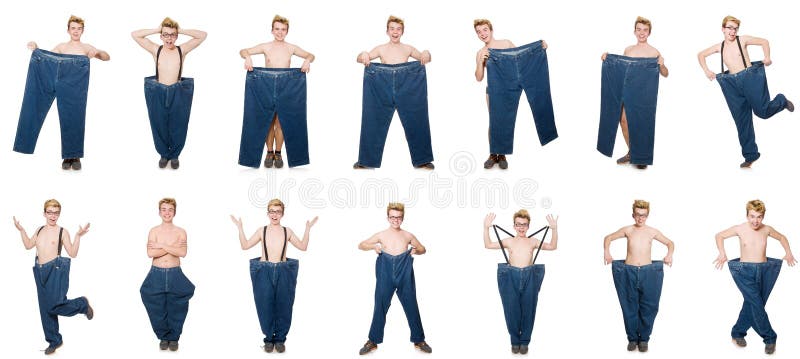 The Funny Man with Trousers Isolated on White Stock Image - Image of ...