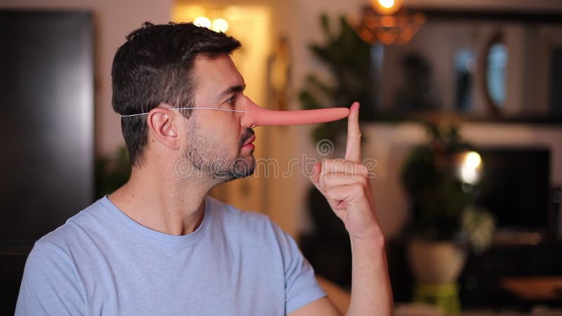 Funny Man Using a Long Plastic Nose Stock Video - Video of afraid, liar ...
