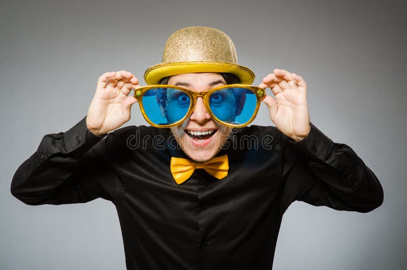The Funny Man with Vintage Hat Stock Image - Image of happy, glasses ...
