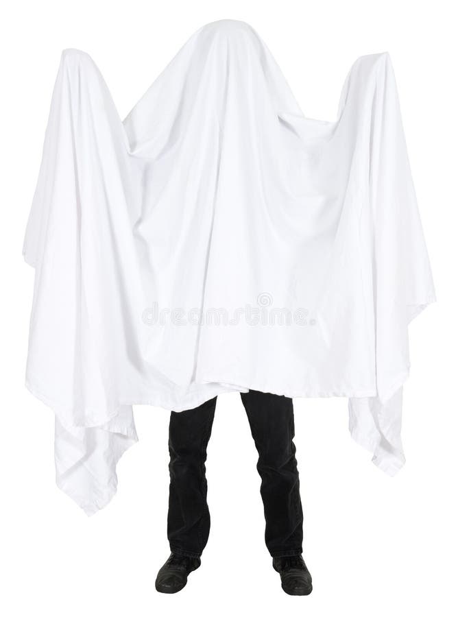 Funny Man Wearing Bedsheet Ghost Costume Isolated Stock Photo - Image ...