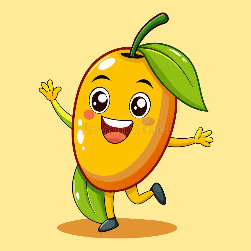 Funny Mango Clipart , Funny Mango Cartoon Flat Design Stock ...