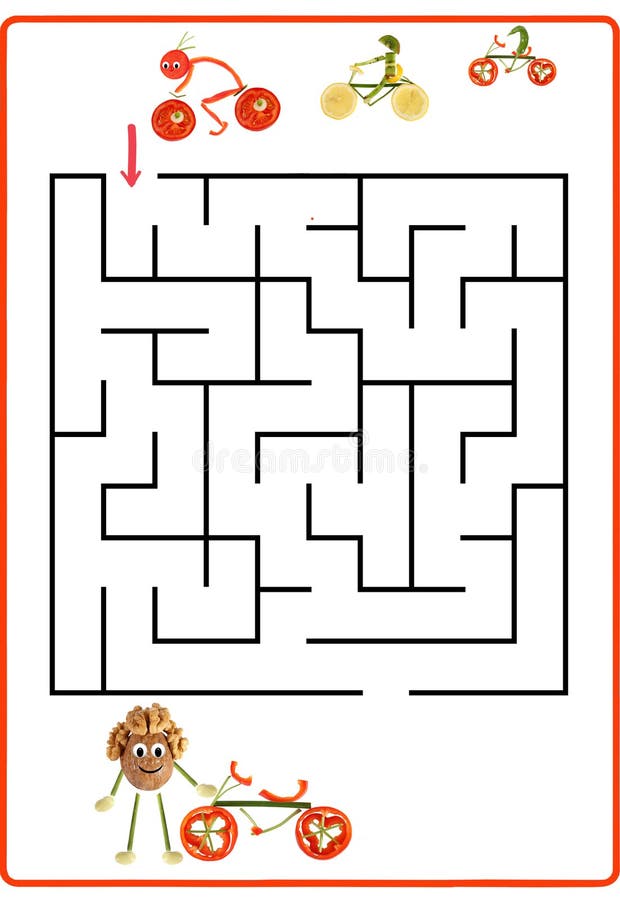 Funny Maze Game for Preschool Children. Stock Illustration ...