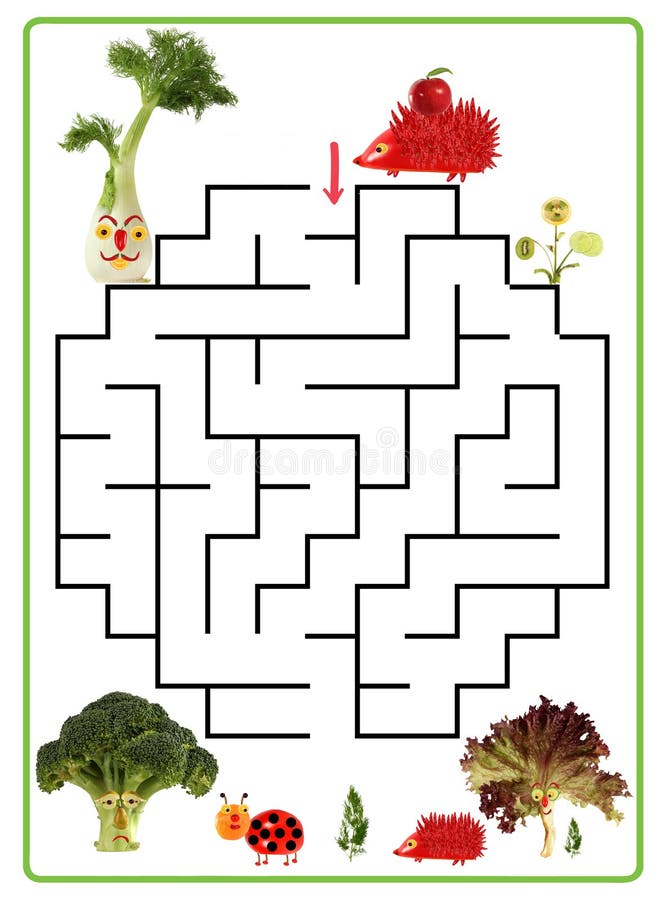 Funny Maze Game for Preschool Children. Stock Illustration ...