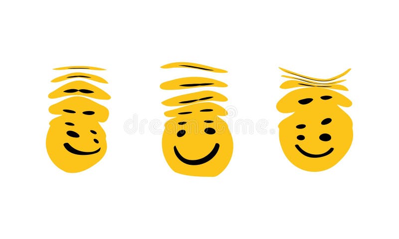 Funny Melt Smile Faces Set. Vector Illustration Transformation, Face ...