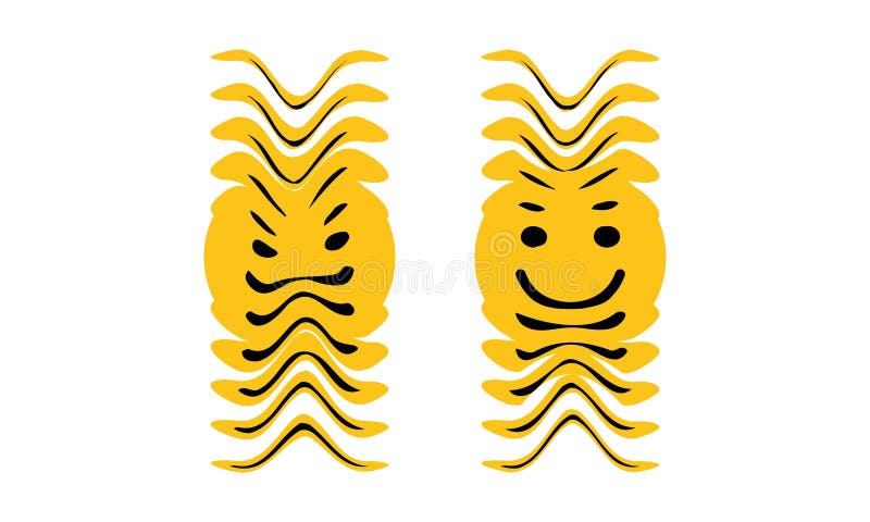 Funny Melt Smile Faces Set. Vector Illustration Transformation, Face ...