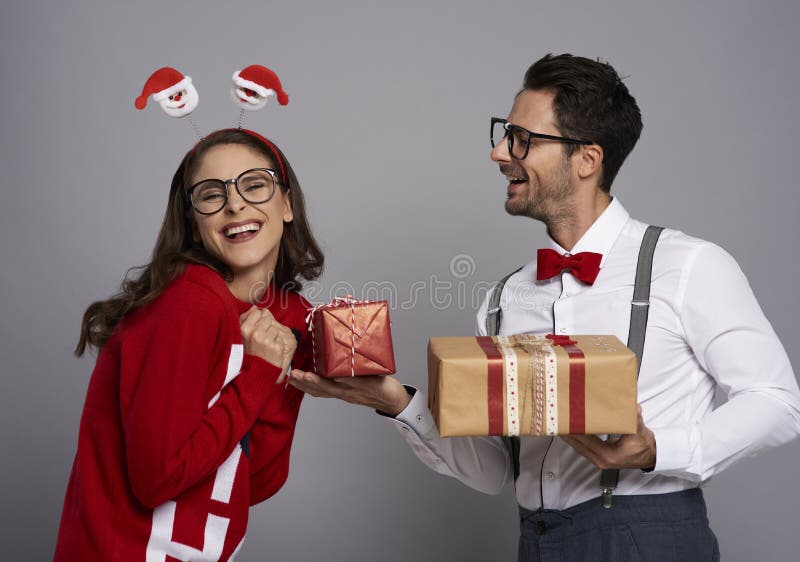 Man Giving the Christmas Gift Stock Image - Image of december ...