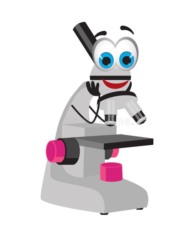 Funny Microscope with Eyes on White Background Stock Vector ...