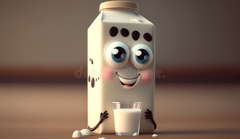 Funny Milk Cartoon Character. Generative AI Stock Illustration ...