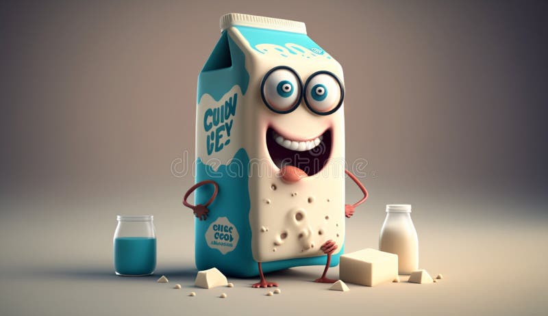 Funny Milk Cartoon Character. Generative AI Stock Illustration ...