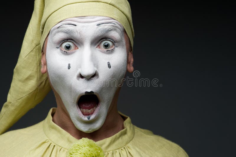 Funny mime stock photo. Image of performer, amazed, expression - 31596524