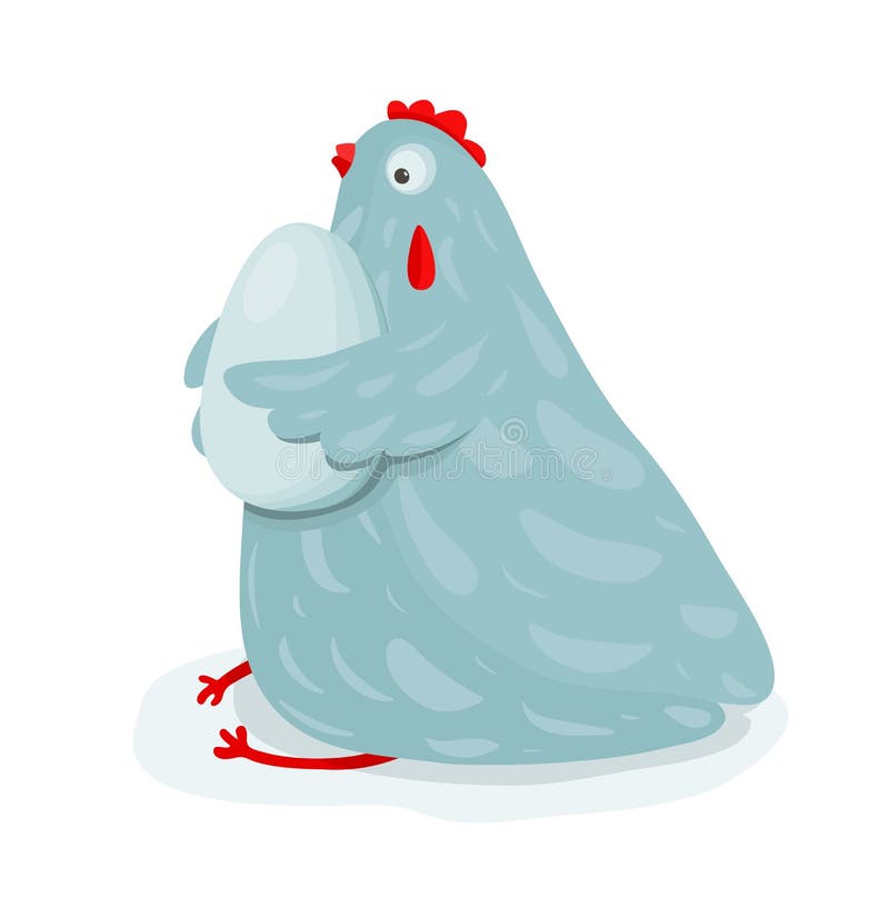 Funny Mom Hen Sitting Hugging Egg Stock Vector - Illustration of ...