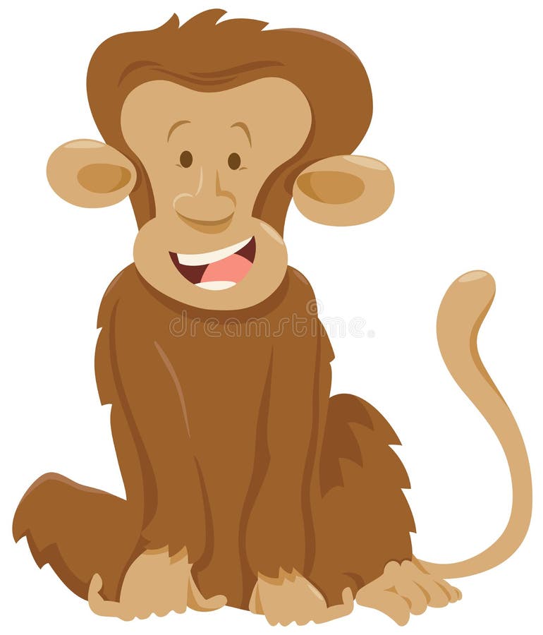 Funny Monkey Animal Character Stock Illustration - Illustration of cute ...