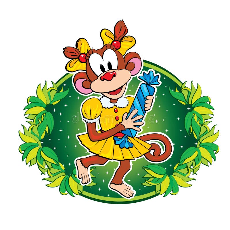 Funny Monkey with a Candy. Vector Character. Stock Vector ...