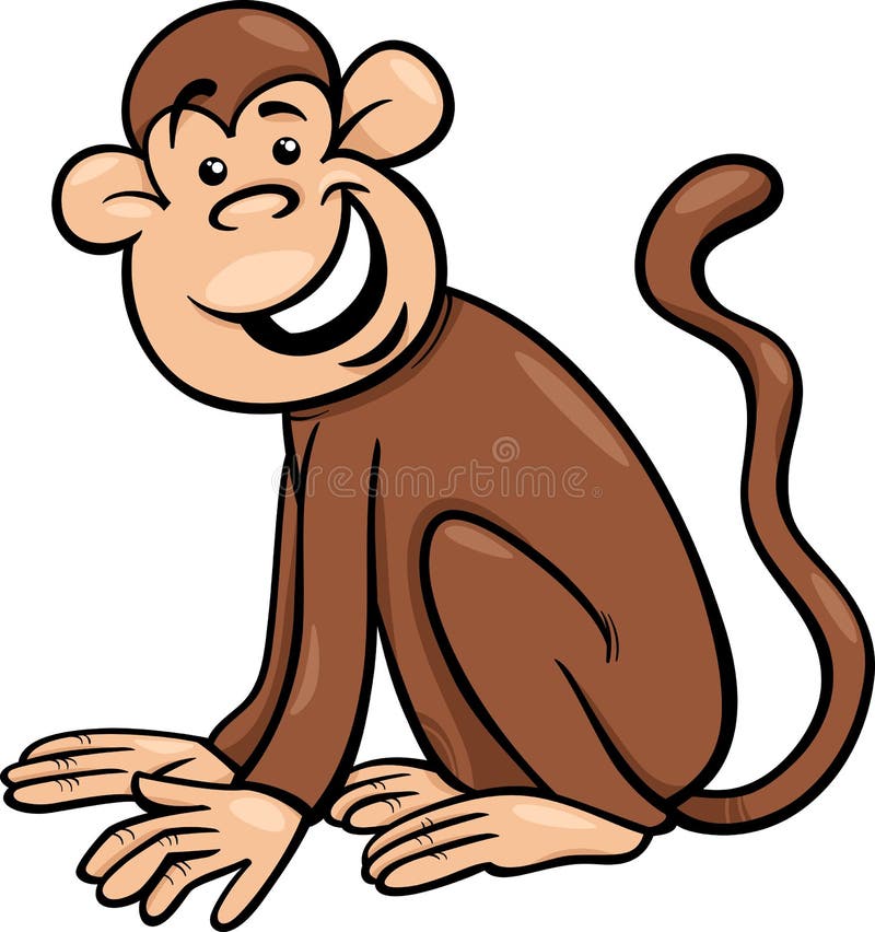Funny Monkey Cartoon Illustration Stock Vector - Illustration of clip ...