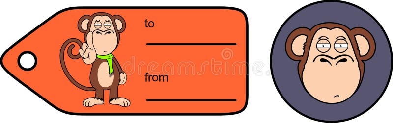 Monkey Chimp Ape Expression Cartoon Giftcard Stock Vector ...