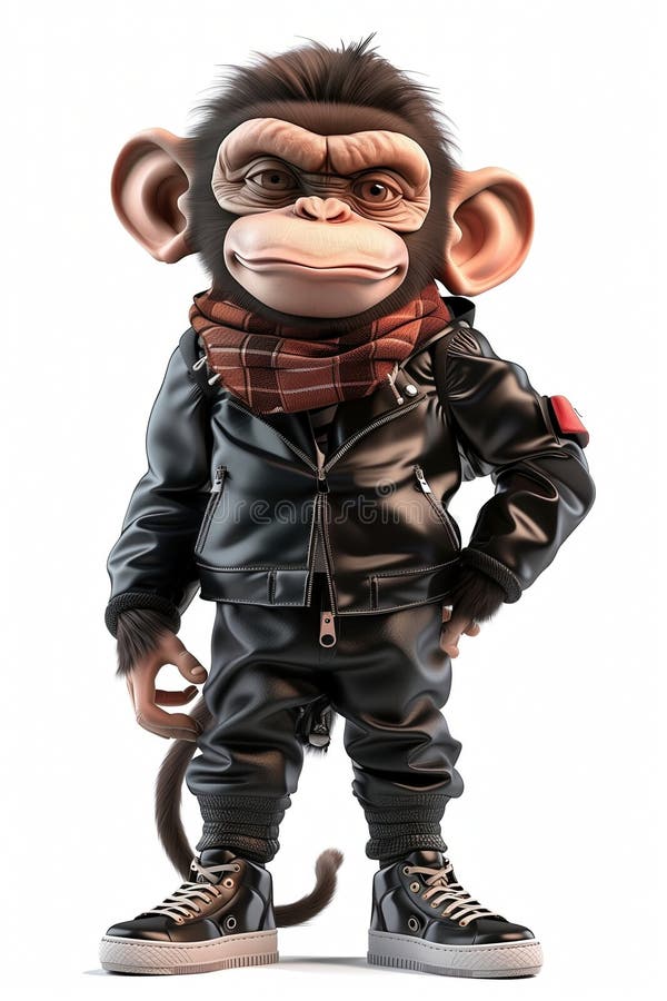Funny Monkey in Leather Jacket and Pants. Rock and Roll Monkey Ai ...