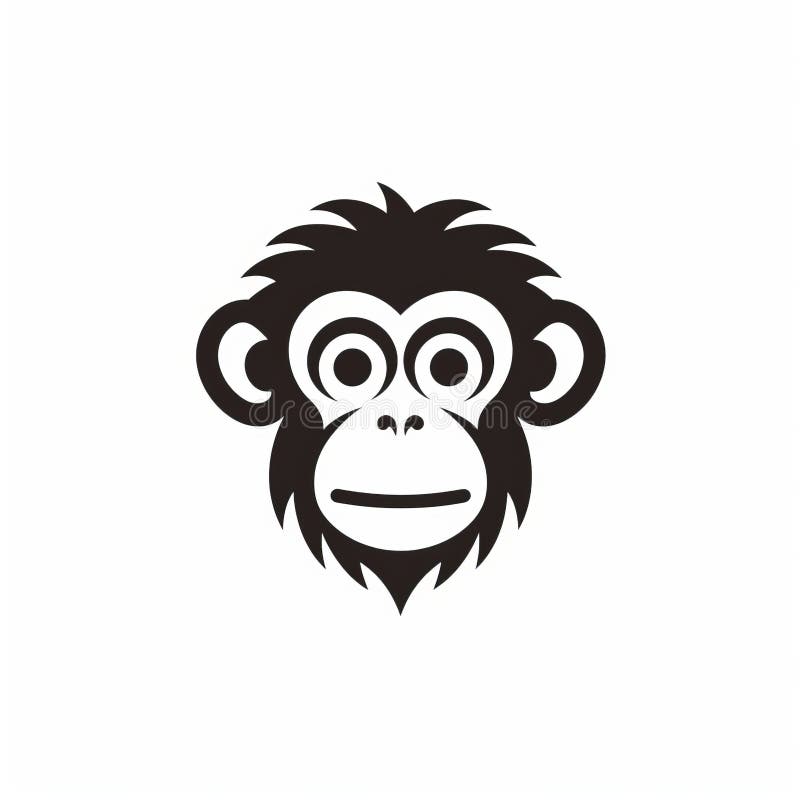 Funny Monkey Logo with Creative Minimalist Illustration Stock ...