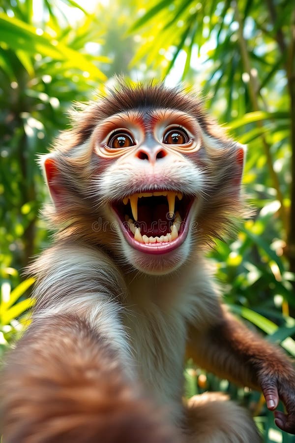 Funny Monkey Posing for a Selfie, Generative Ai Stock Illustration ...