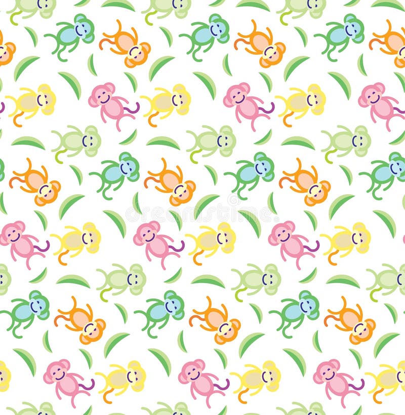 Funny Monkey. Seamless Pattern Stock Vector - Illustration of monkey ...