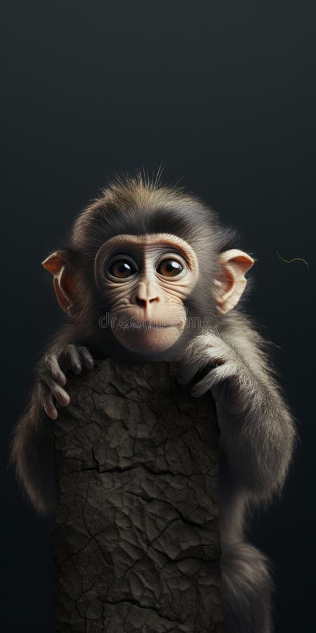 Funny Monkey on Stone: Quirky Mobile Lock Screen Background Stock ...