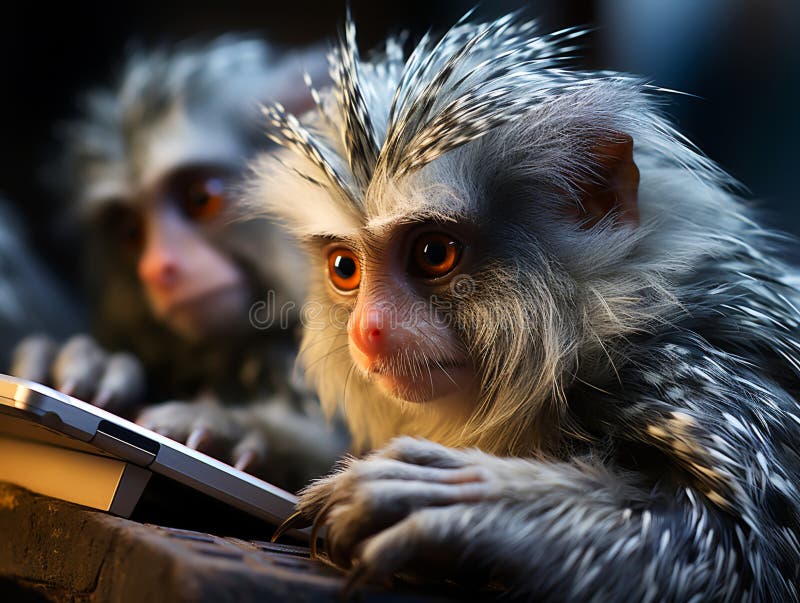 Funny Monkey is Using Mobile Phone. Stock Photo - Image of phone ...