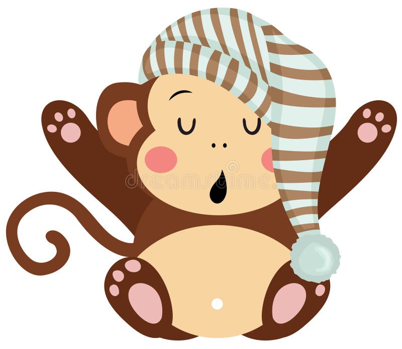Funny Monkey Wakes Up and Stretches Stock Vector - Illustration of ...