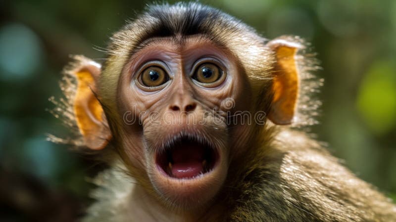 Funny Monkeys a Funny Monkey Lives in a Natural Forest. Cute Animal ...