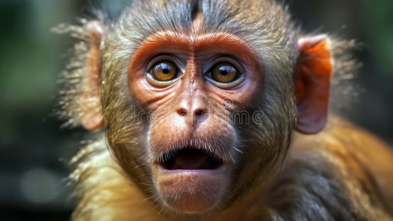 Funny Monkeys a Funny Monkey Lives in a Natural Forest Stock ...